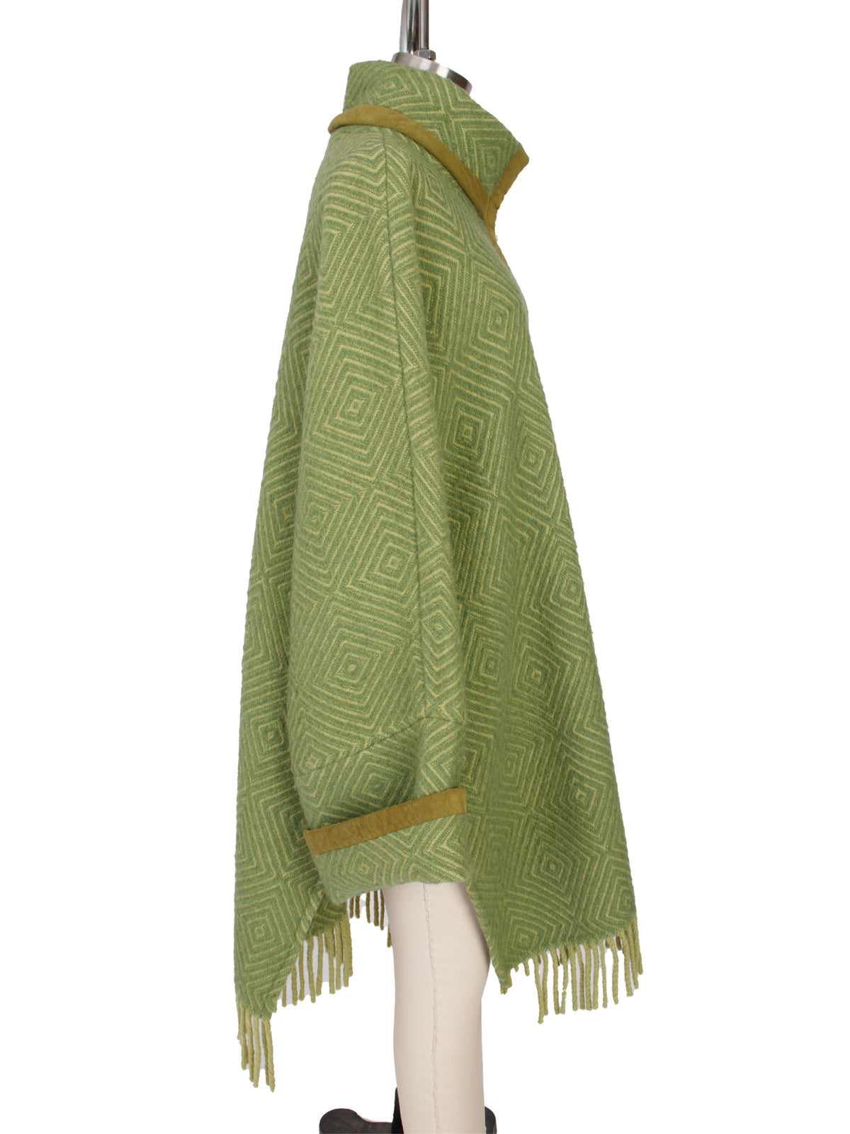 1990s Wool Geometric Pattern Fringe Trim Coat | Mercy Vintage