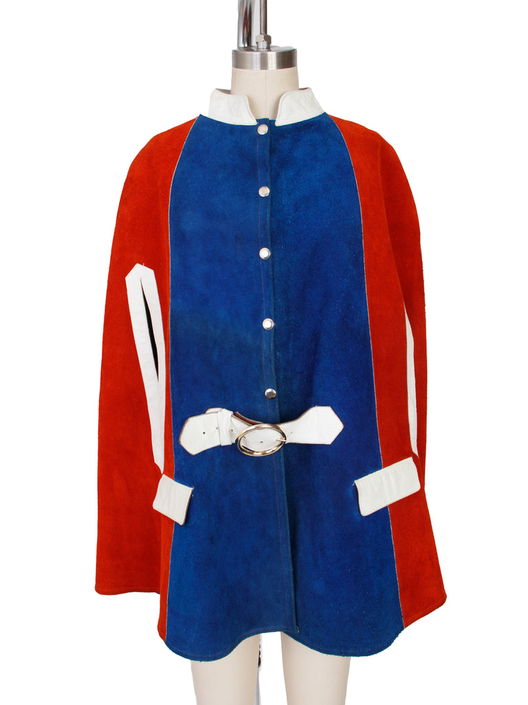 1960s Suede Color Block Cape | Mercy Vintage
