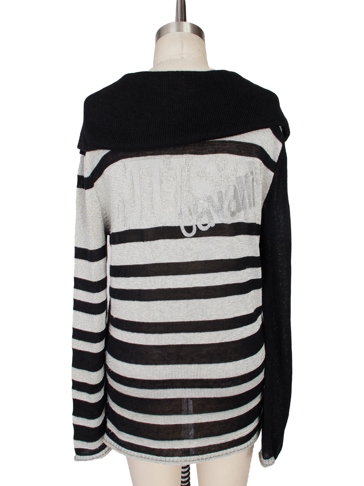 Just Cavalli Linen Blend Logo Open Knit Sweater | Mercy Vintage