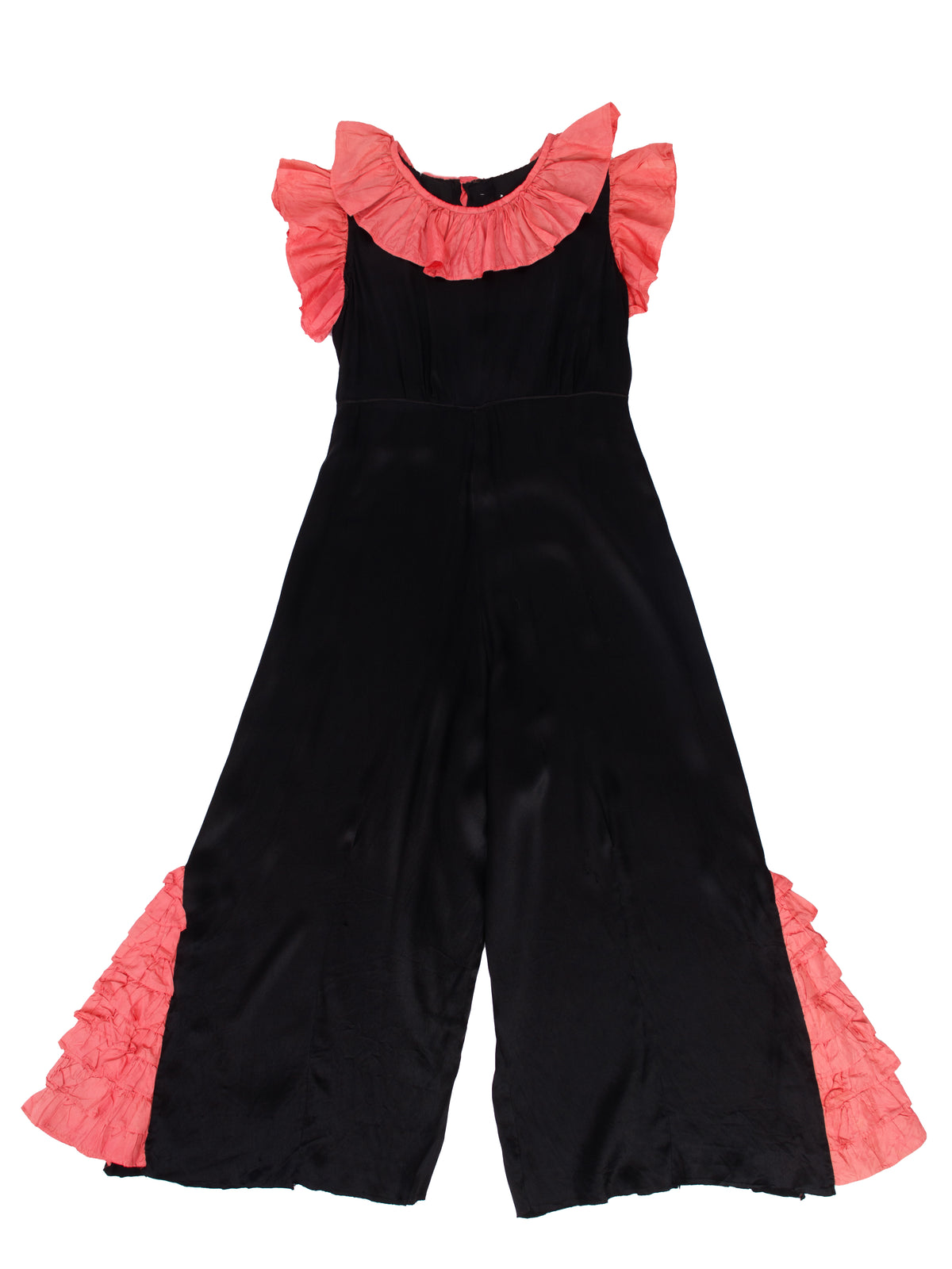 1940s Satin Ruffle Jumpsuit | Mercy Vintage