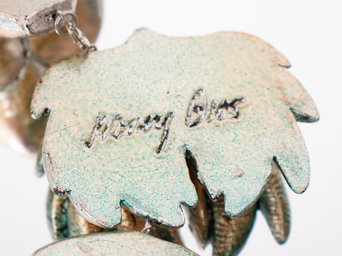 Mary Oros Green Gilt Floral Necklace* | Mercy Vintage