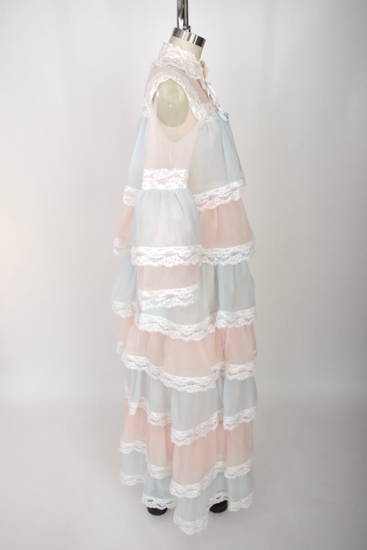 Saks Fifth Avenue Chiffon & Lace Dressing Gown | Mercy Vintage