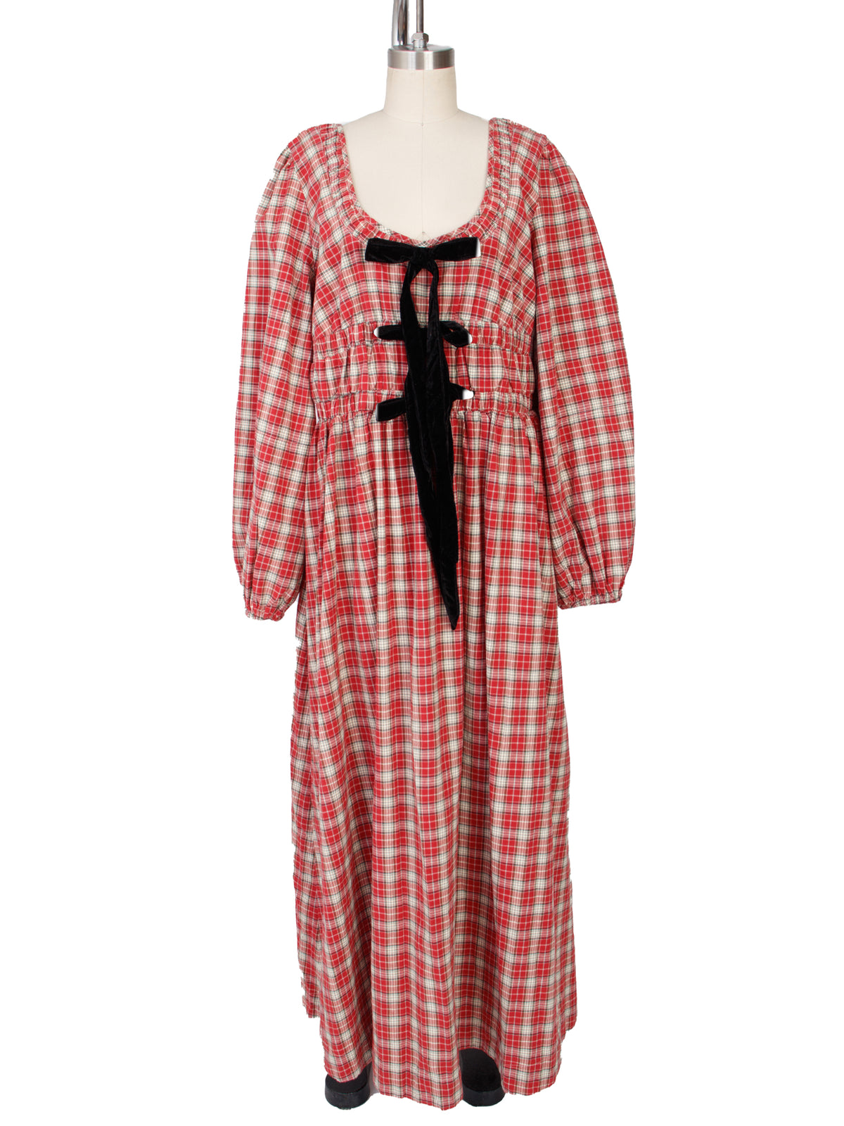 Damson Madder Plaid Velvet Bow Dress | Mercy Vintage