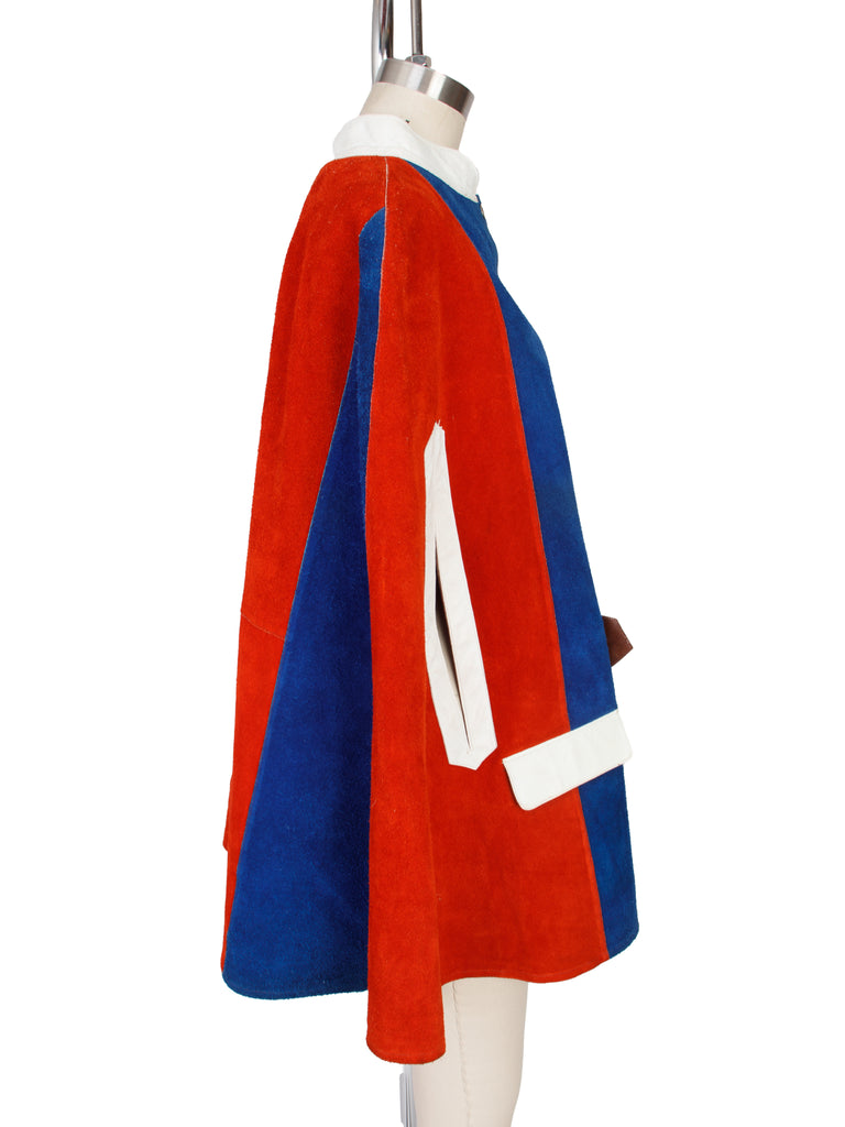 1960s Suede Color Block Cape | Mercy Vintage